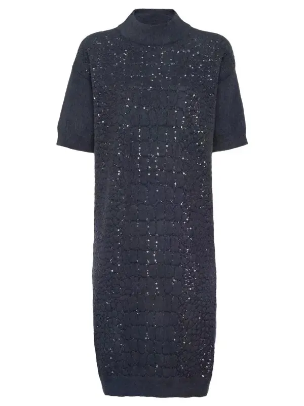 Brunello Cucinelli Croc-motif Sequin Dress - Blue