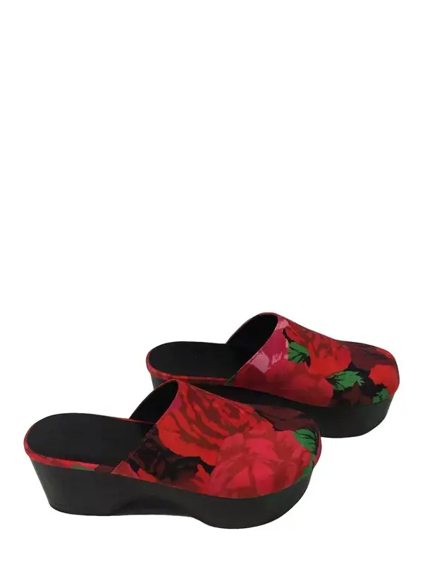 Magda Butrym Rose-print Platform Mules - Red