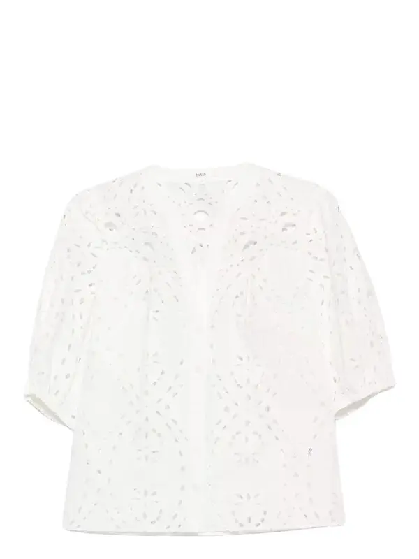 Ba&sh Eyelet-embroidered Puff-sleeve Top - Neutrals