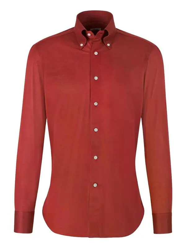 FRAY Button-down Piqué Shirt - Red