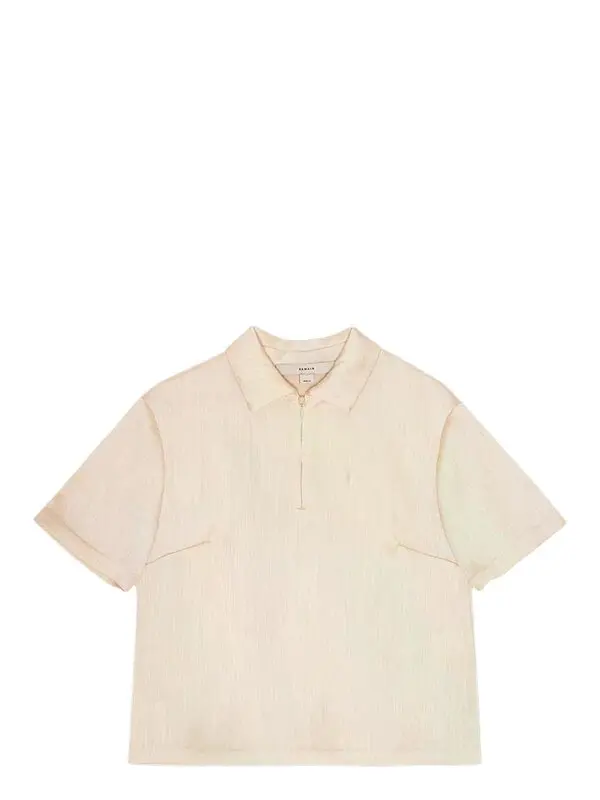 Remain Birger Christensen Zip-front Textured Polo Top - Neutrals