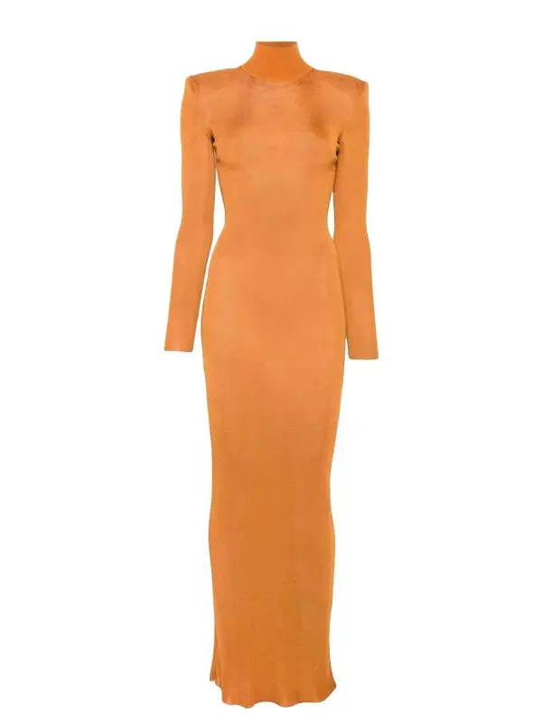 SELF-PORTRAIT High-neck Long-sleeve Dress - Orange