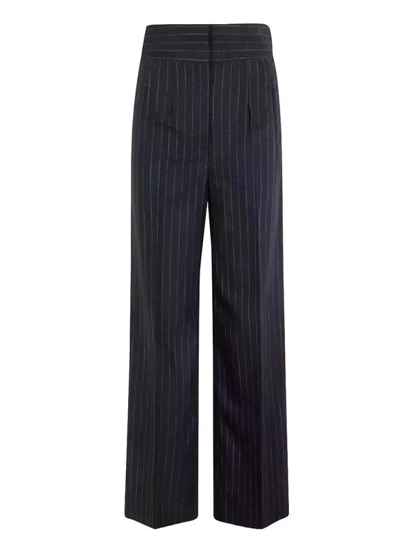Erika Cavallini Pinstripe Pleated Trousers - Blue
