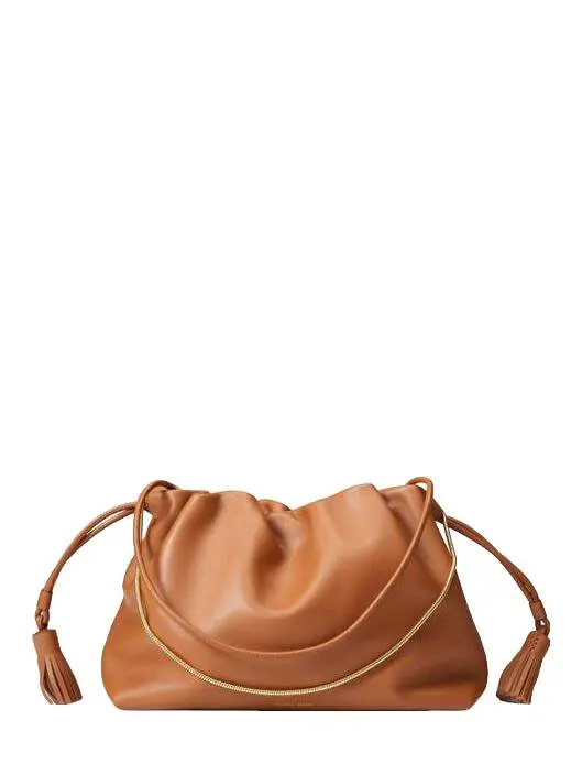Veronica Beard Stash Leather Drawstring Pouch - Hazelwood