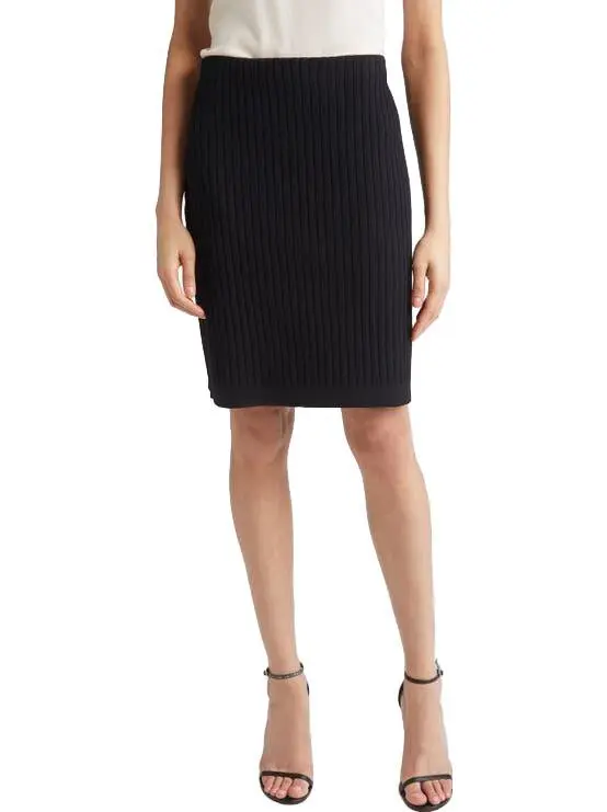 St. John Belle Rib Knit Pencil Skirt - Black