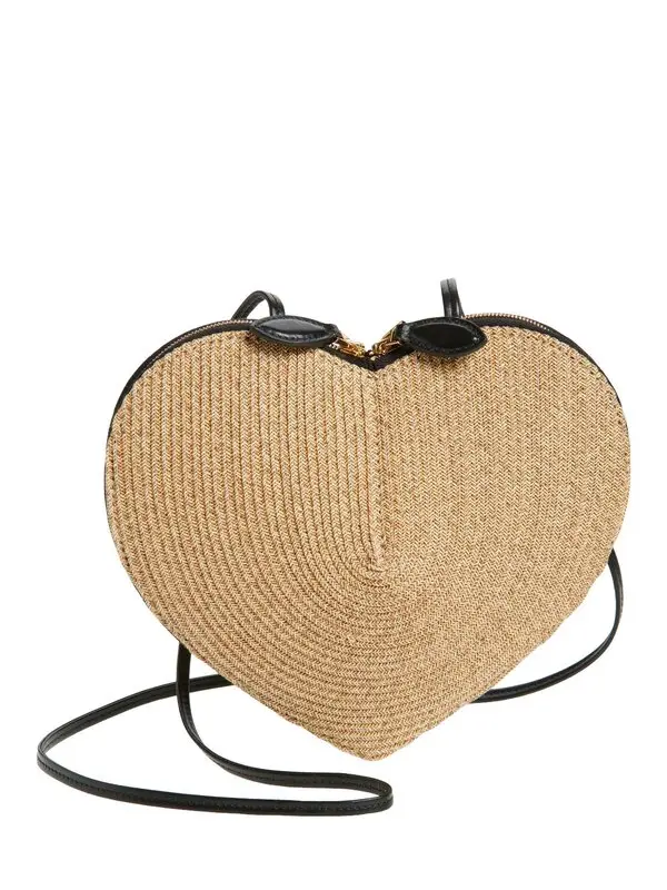 Alaïa Le Coeur Raffia Crossbody Bag - Naturel