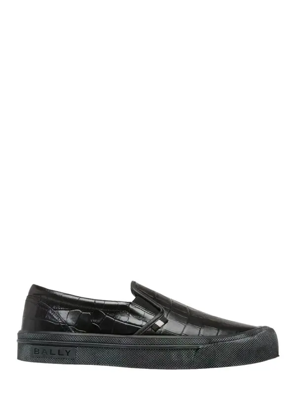 Bally Embossed Leather Loafers - Black