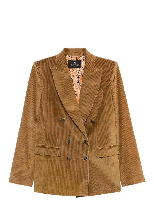 Etro Corduroy Double-breasted Blazer - Brown