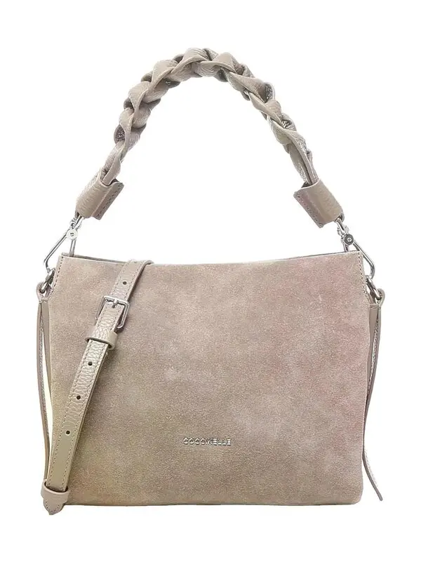 COCCINELLE Braided-handle Suede Shoulder Bag - Neutrals