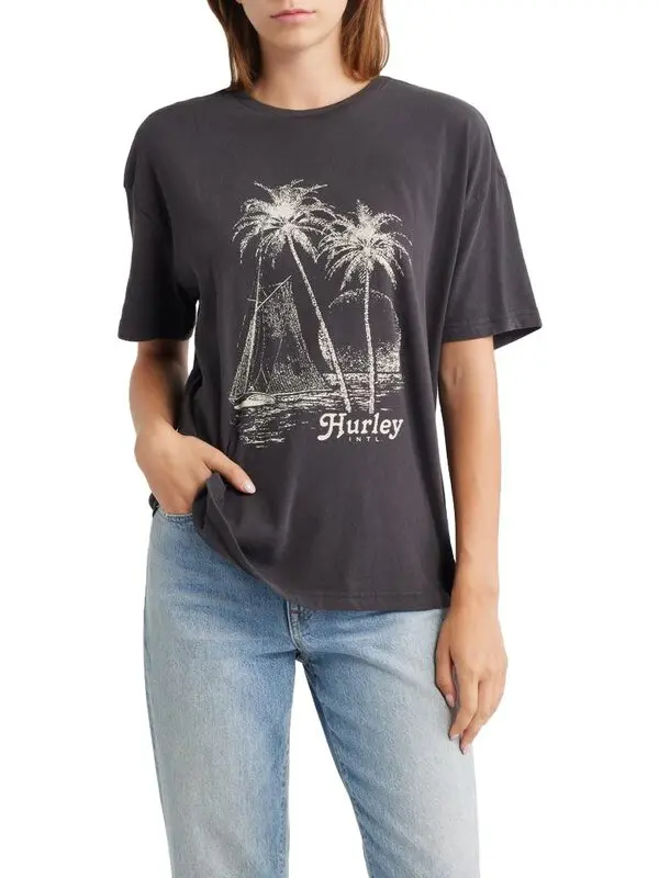 Hurley Fair Winds Relaxed Fit Graphic T-shirt - Off Black