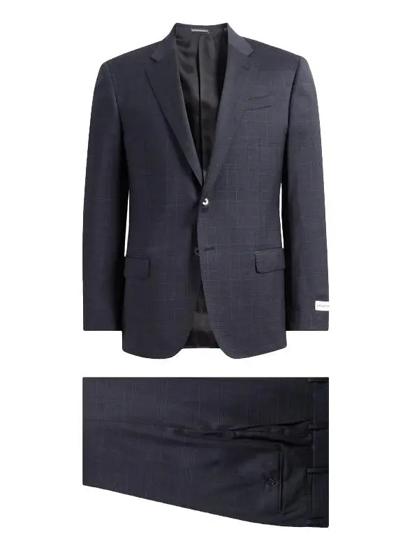 Emporio Armani Grey Plaid Wool Suit - Charcoal