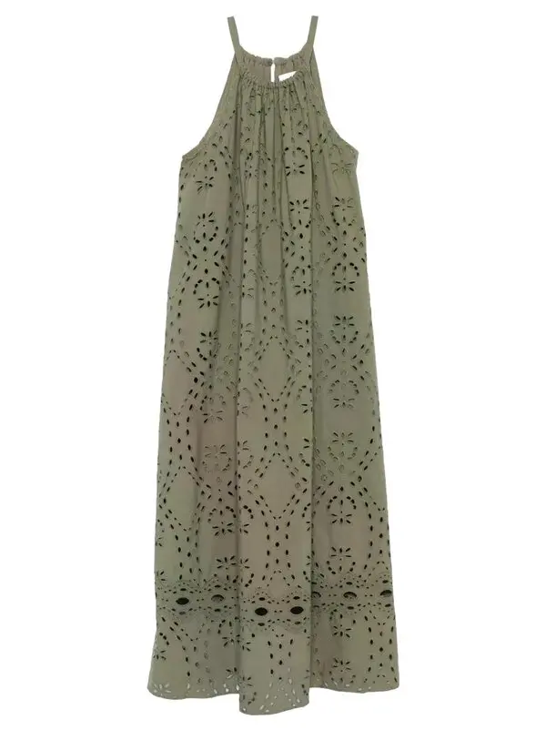 Ba&sh Bonie Eyelet-embroidered Halterneck Dress - Green