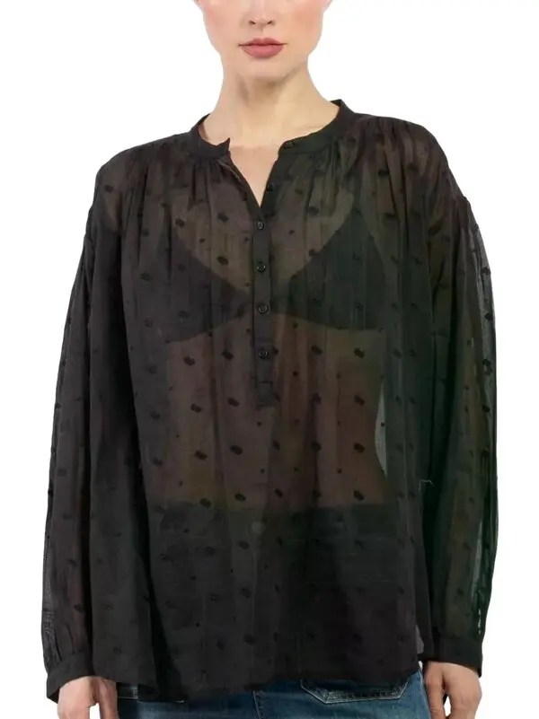 NILI LOTAN Embroidered Balloon-sleeve Blouse - Black