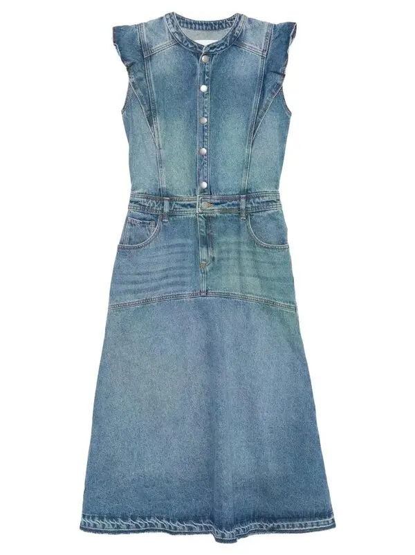 Ba&sh Vayea Ruffle-detail Denim Dress - Blue