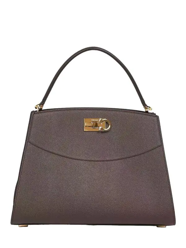 FERRAGAMO Gancio-clasp Hammered Calfskin Tote Bag - Testa Di M Testa Di Moro
