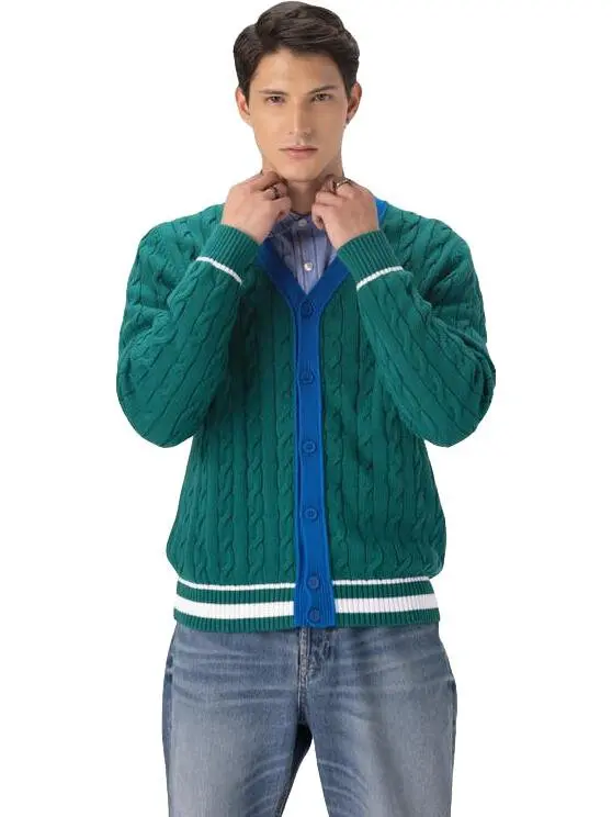 MEMBERS ONLY Cable Knit Cardigan - Green
