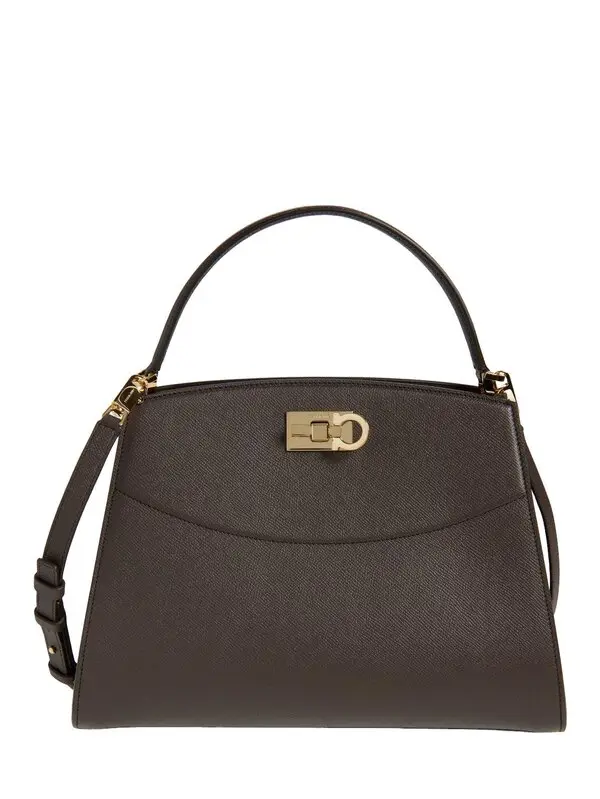 FERRAGAMO Small Studio Box Top Handle Bag - Testa Di Moro