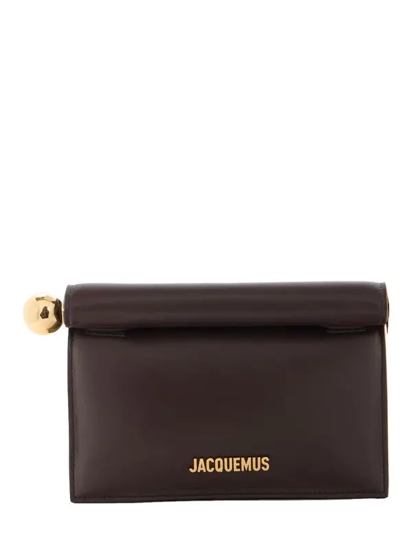 Jacquemus La Petite Pochette Rond Carré Leather Clutch - Midnight Brown 890