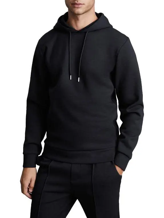 REISS Fabien Double-knit Hoodie - Navy