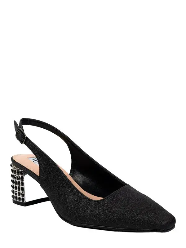LADY COUTURE Rhinestone Heel Slingback - Black