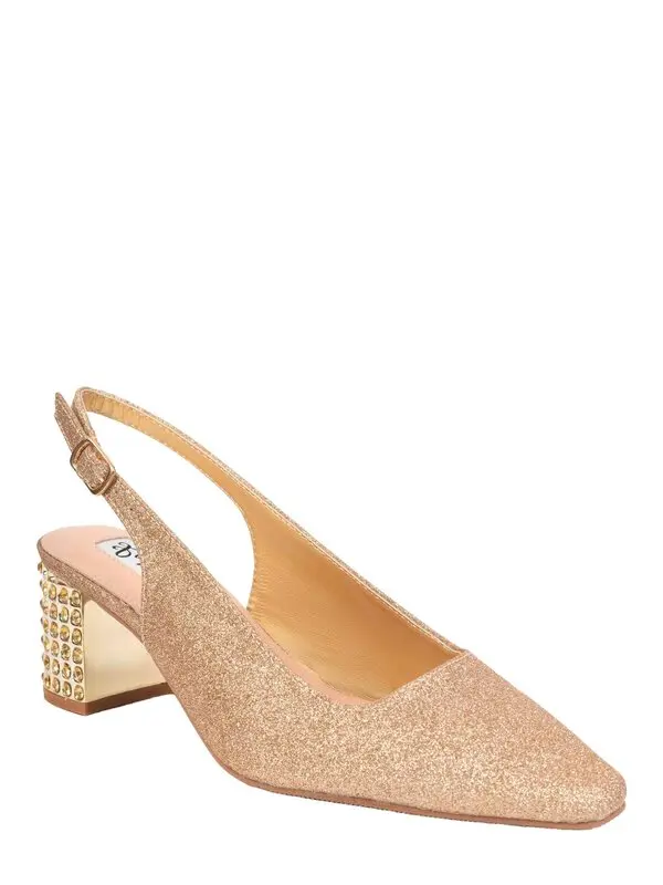 LADY COUTURE Rhinestone Heel Slingback - Gold