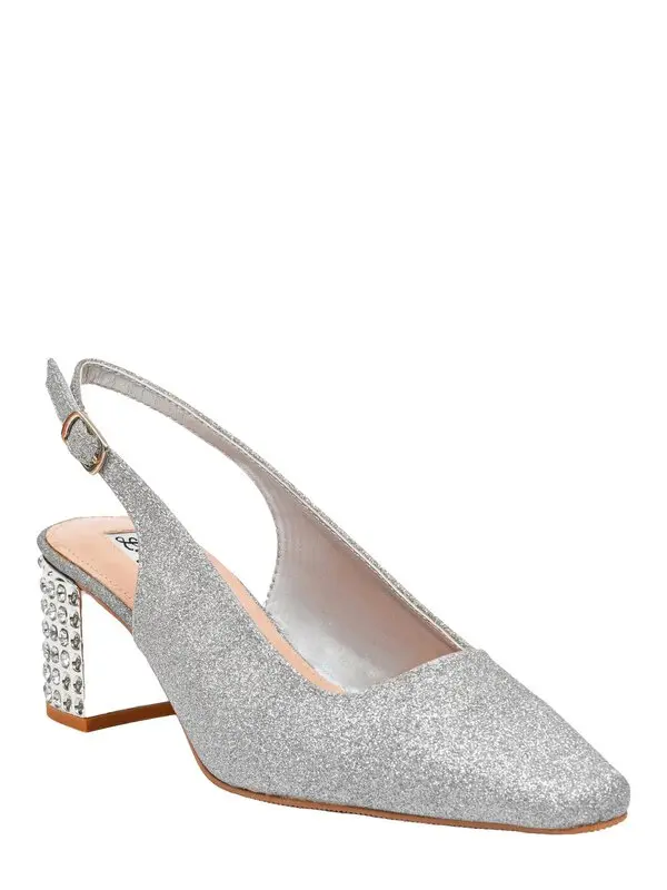 LADY COUTURE Rhinestone Heel Slingback - Silver