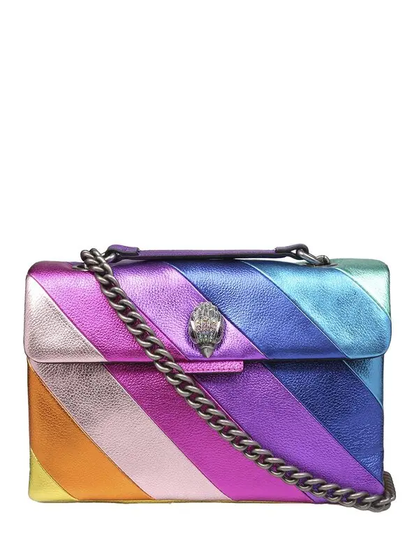 Kurt Geiger Large Kensington Leather Crossbody Bag - Purple Multi