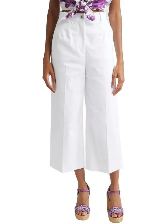 Dolce & Gabbana Stretch Cotton Pleated Pants - W0800 Bianco Ottico