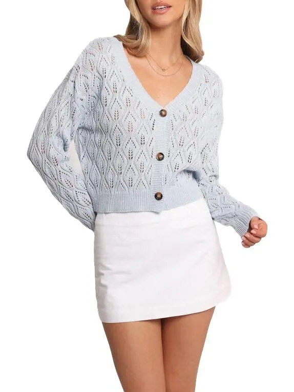 PETAL & PUP Ellen Openwork Cardigan - Pale Blue