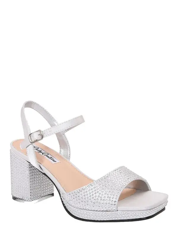 LADY COUTURE Rhinestone Platform Sandals - Silver