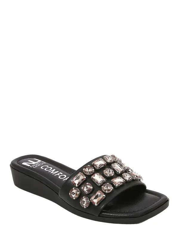 NINETY UNION Jewel Ornament Slide Sandal - Black