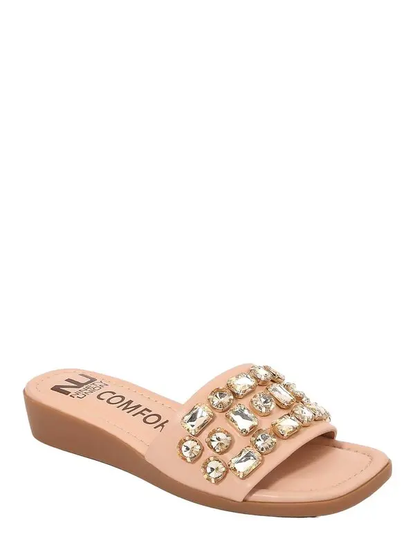NINETY UNION Jewel Ornament Slide Sandal - Natural