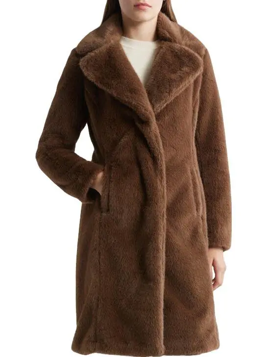 Via Spiga Faux Fur Longline Coat - Portobello