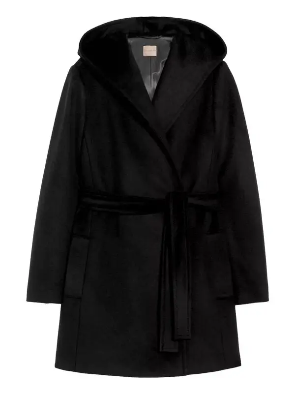 PENNYBLACK Hooded Belted Coat - Black