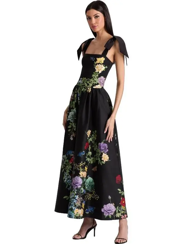 Alice + Olivia Oriana Drop Waist Midi Dress - Floral