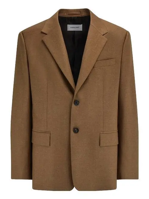 FERRAGAMO Single Breasted Flannel Blazer - Natural