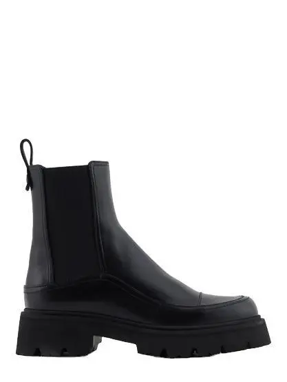 Emporio Armani Leather Beatle Boots - Black