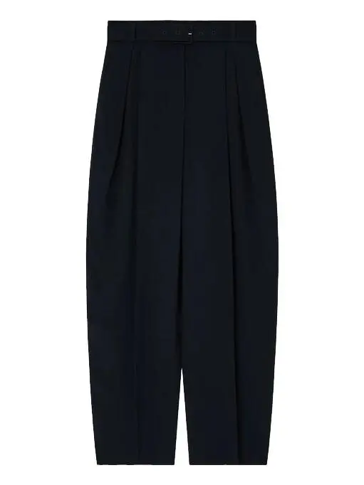 Emporio Armani Envers Satin Pleated Trousers With Belt - Black