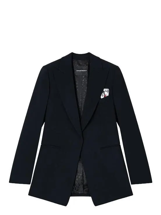 Emporio Armani Single-breasted Blazer With Jeu De Cartes Detail - Black