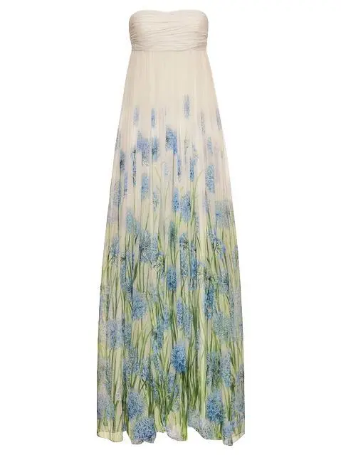 Oscar De La Renta Degradé Allium Chiffon Gown - Natural