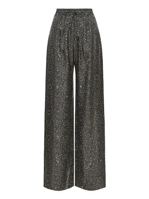 Oscar De La Renta Chevron Silk Twill Drawstring Pant - Red