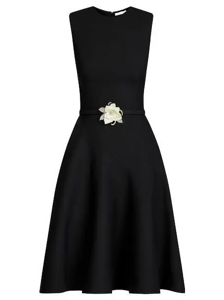 Oscar De La Renta Belted Sleeveless Dress - Floral