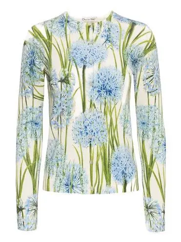 Oscar De La Renta Allium Printed Cardigan - Natural