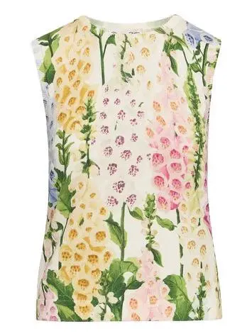 Oscar De La Renta Foxglove Printed Tank - Natural