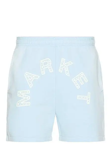 MARKET Starry Arc Fleece Shorts - Ice Blue