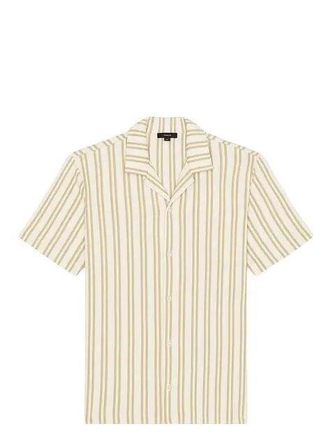 Vince Jacquard Stripe Shirt In Cream - Terrapin