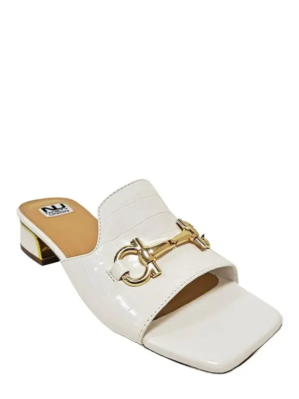 NINETY UNION Square Toe Slides - White
