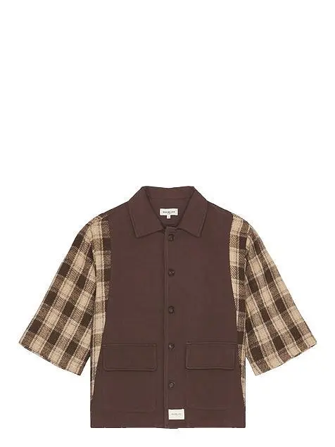 WISH ME LUCK Workers Plaid Top In Brown - Brown Plaid