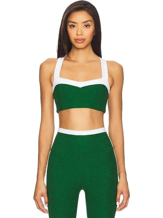 Beyond Yoga Spacedye Trophy Sports Bra In Green - Summer Thyme Green