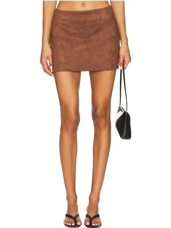 Superdown Patsie Faux Suede Mini Skirt - Brown
